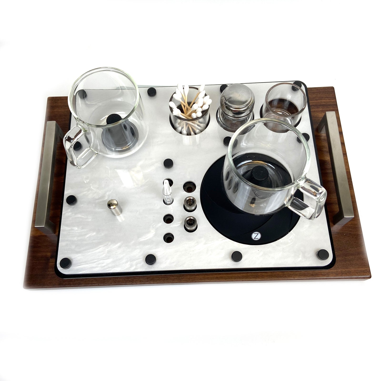 Zenco Vaporizer Double Cafe Dab Sipping Glass Serving Tray with Handle