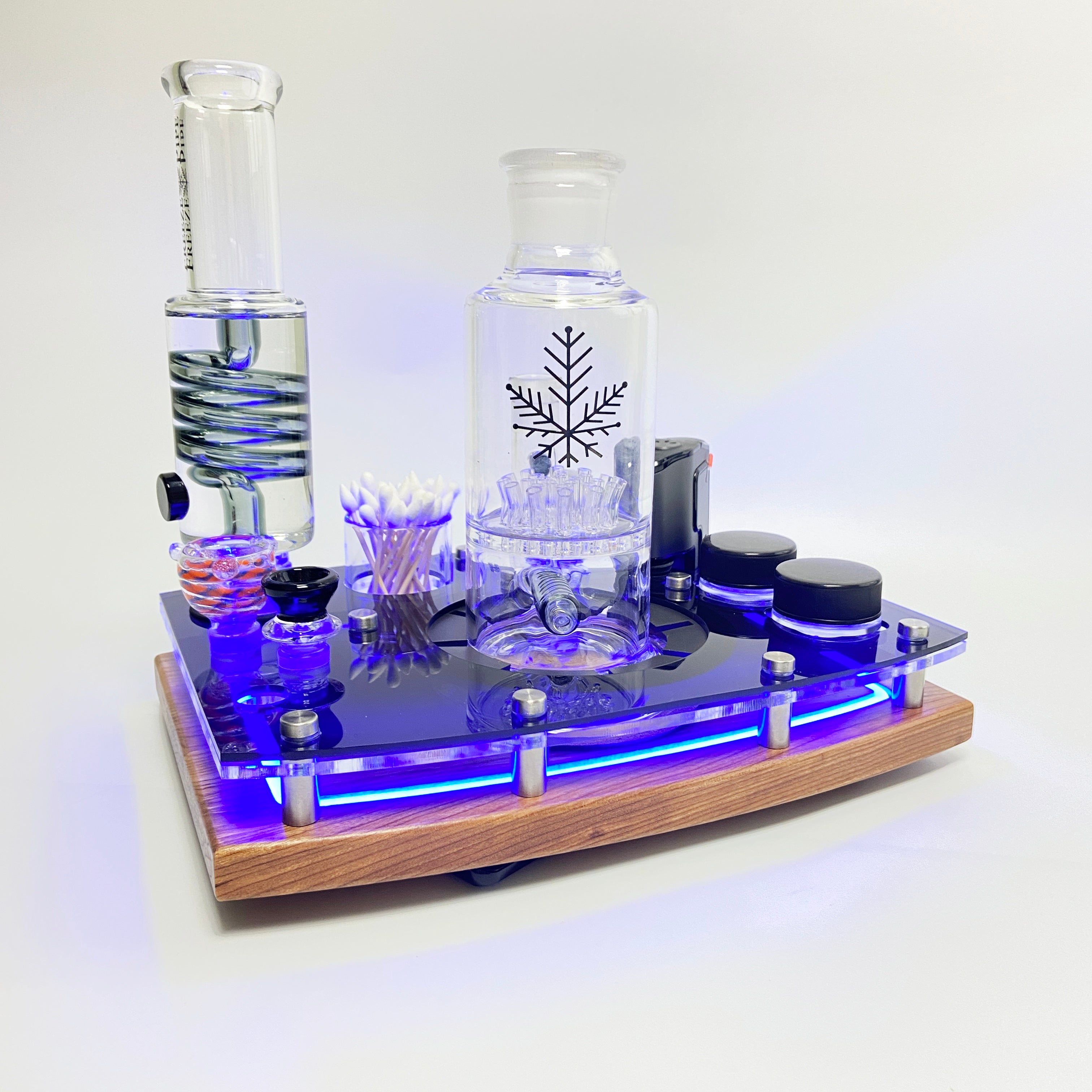 Freeze Pipe LED "Light Glow" Rig Station Tray Session Organizer Stores